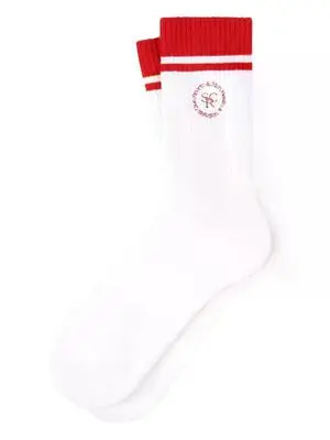 SPORTY & RICH Ribbed Logo Socks - White