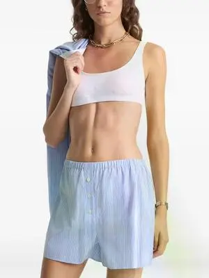 SPORTY & RICH Striped Button Shorts - Blue