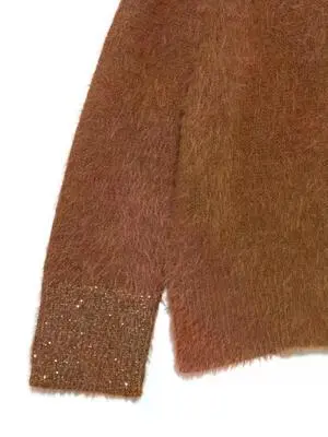 LUISA CERANO Sequined-cuffs Knitted Sweater