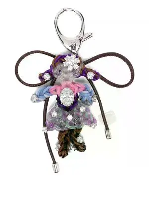 SHUSHU/TONG Rhinestone Woven Doll Keychain - Purple