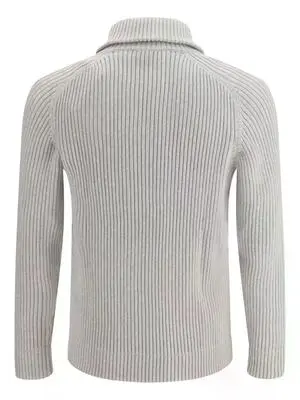 Brioni Ribbed Knit Zip-up Cardigan
