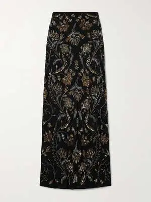 Veronica Beard Medina Embellished Crepe Maxi Skirt