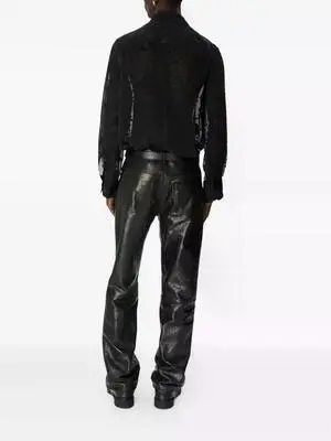 MARINE SERRE Leather Glossy Moon Motif Trousers