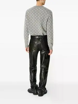 MARINE SERRE Leather Glossy Moon Motif Trousers