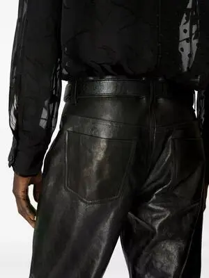MARINE SERRE Leather Glossy Moon Motif Trousers
