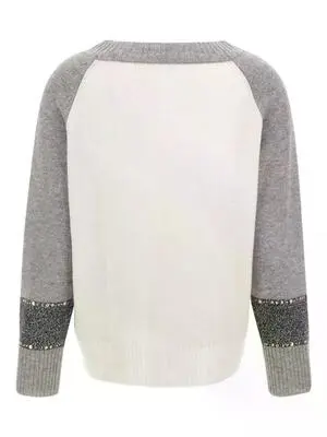 ELENA MIRO` Stud-embellished Ribbed Wool Sweater