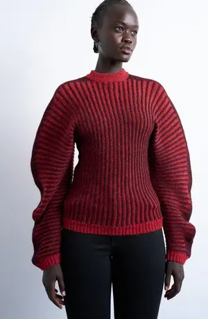 Topshop Structure Ribbed Crewneck Sweater