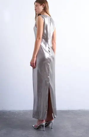 Topshop Metallic Hardware Maxi Dress