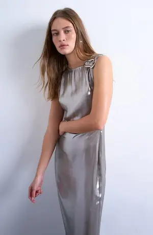 Topshop Metallic Hardware Maxi Dress