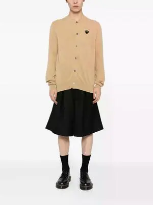 Play Comme Des Garcon Heart-appliqué Cardigan - Neutrals