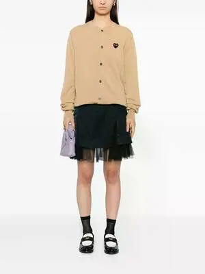 Play Comme Des Garcon Heart-appliqué Cardigan - Neutrals