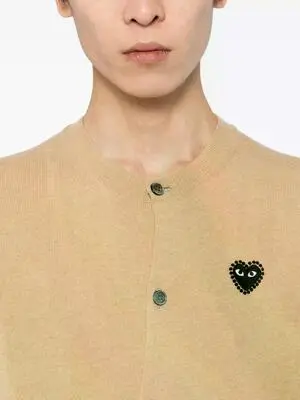 Play Comme Des Garcon Heart-appliqué Cardigan - Neutrals
