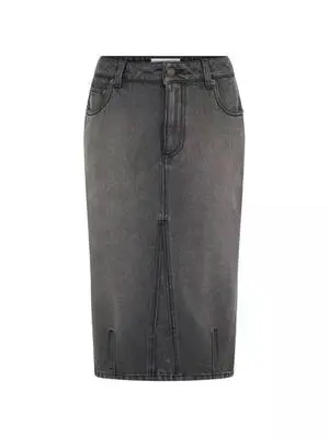 MARINE SERRE Dark Knee-length Denim Skirt With Front Slit - Grey