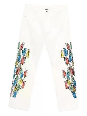 WARREN LOTAS Graphic-print Straight Leg Jeans - Neutrals