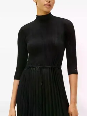 Tommy Hilfiger Ribbed Pleated Midi Dress