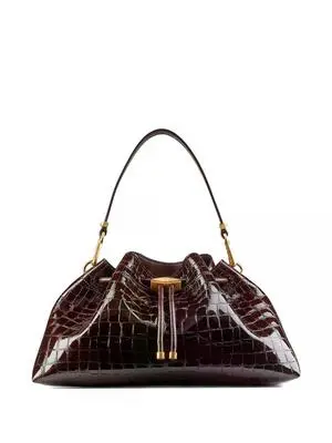 JIMMY CHOO Medium Cinch Crocodile-effect Shoulder Bag - Brown
