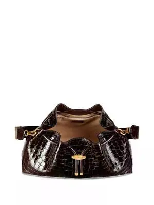 JIMMY CHOO Medium Cinch Crocodile-effect Shoulder Bag - Brown