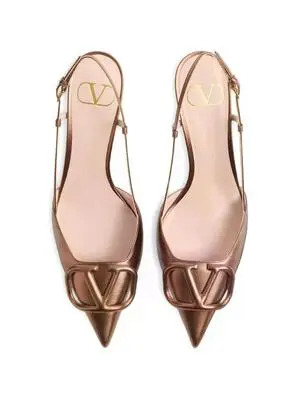 Valentino Garavani Vlogo Signature Slingback Pumps - Brown