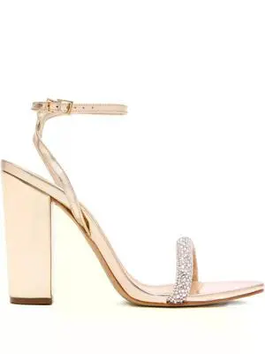 Schutz 115mm Crystal-embellished Block-heel Sandals - Gold