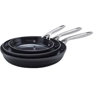 ZWILLING Motion Ceramic 3-piece Hard Anodized Fry Pan Set - Black