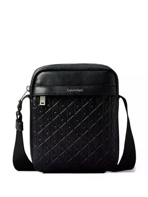 Calvin Klein Embossed Monogram Shoulder Bag - Black