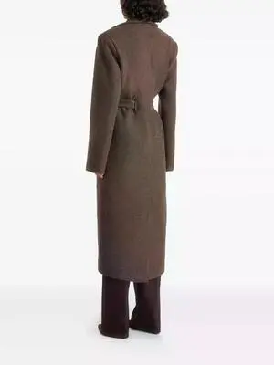 Manière De Voir Maniere De Voir Wool Belted Longline Coat - Brown