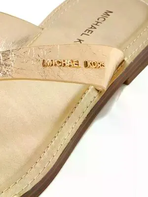 Michael Kors Metallic Leather Thong Flip Flops - Brown