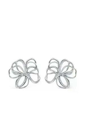 Oscar De La Renta Floral Drop Earrings - Silver