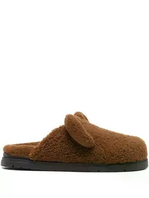 Fendi Shearling Mules - Brown