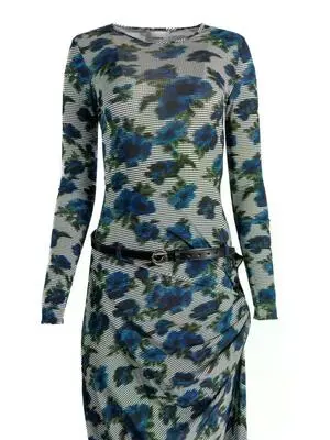 Coperni Floral Belted Midi Dress
