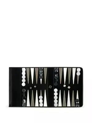HECTOR SAXE Leather Travel Backgammon - Black