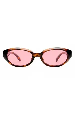 Le Specs Le Bijou Oval Sunglasses - Tort/crimson Tint