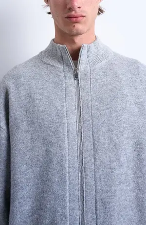 Topman Mock Neck Zip Cardigan