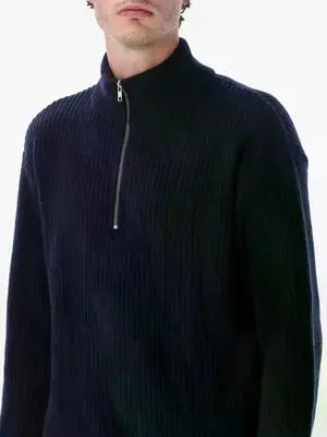 Colorful Standard Half-zip Ribbed Knit Sweater - Blue