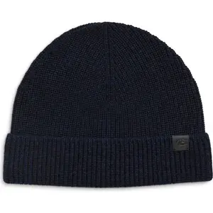 Robert Barakett Shaker Stitch Merino Wool Beanie Navy