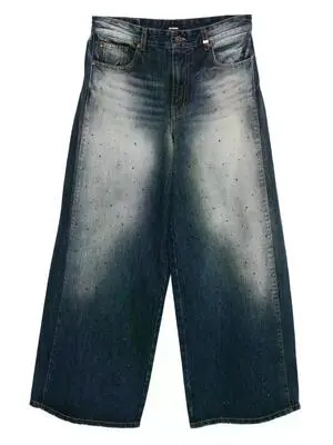 We11Done Rhinestone Straight-leg Jeans