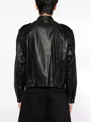 TEAM WANG DESIGN Leather Jacket With Logo Patch