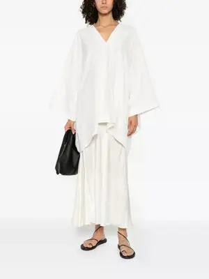 THE ROW Asymmetric V-neck Top - Neutrals