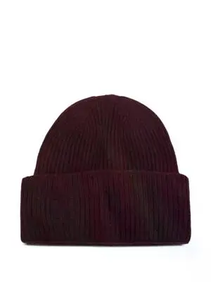 Max Mara Ribbed Logo Beanie - Red