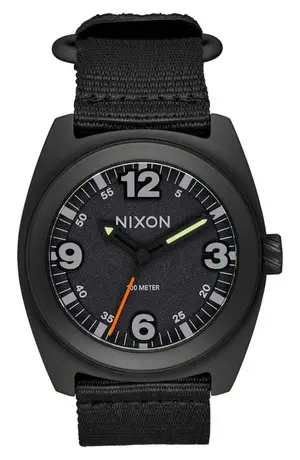 Nixon Clutch Webbing Strap Watch - All Matte Black/black