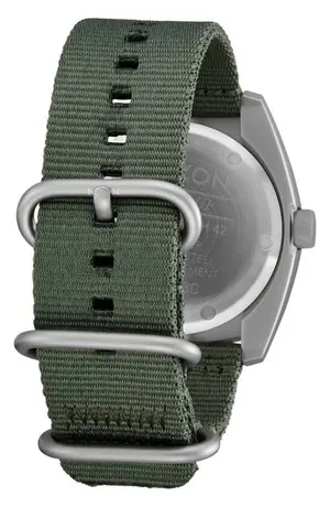 Nixon Clutch Webbing Strap Watch - Matte Silver/thyme