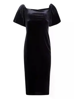 Ralph Lauren Puff-sleeve Midi Dress - Black