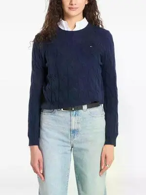 Tommy Hilfiger Cable Knit Crew Neck Sweater - Blue