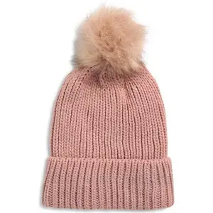 Tasha Faux Fur Pom Sparkle Beanie - Pink
