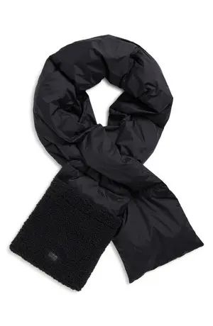 UGG Uggfluff Packable Quilted Faux Shearling Trim Scarf - Black