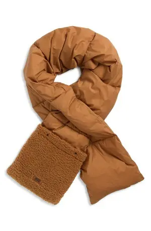UGG Uggfluff Packable Quilted Faux Shearling Trim Scarf - Chestnut