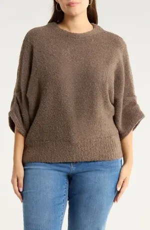 Wit & Wisdom Dolman Sleeve Crewneck Sweater - Oyster Mushroom