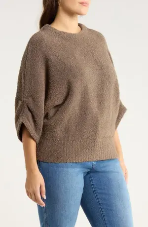 Wit & Wisdom Dolman Sleeve Crewneck Sweater - Oyster Mushroom