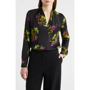 Kobi Halperin Palm Print Stretch Silk Top