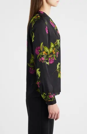 Kobi Halperin Palm Print Stretch Silk Top